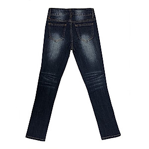 K1-2497DB - Girls’ Stretch 5 Pockets Rip and Repair Premium, Skinny Jeans in Dark Blue Size 14 (MLG1)