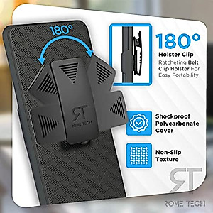 Rome Tech Belt Clip Phone Case for Samsung Galaxy S21 FE 5G [NOT for S21] Slim Heavy Duty Rugged Slide Hip Holster Cover with Kickstand Compatible with Galaxy S21 Fan Edition 5G - Black