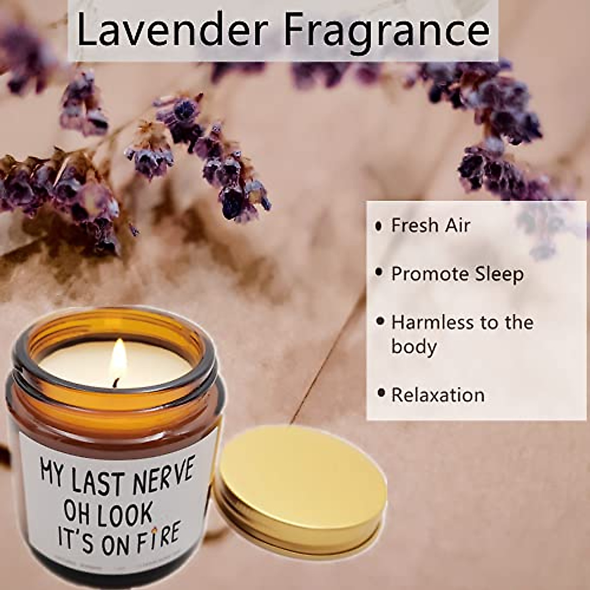 My Last Nerve Candles, Lavender Scented Candles, Funny Birthday Gift for Best Friends, Women, Men, Sister, Mom, Girlfriend, Neighbors