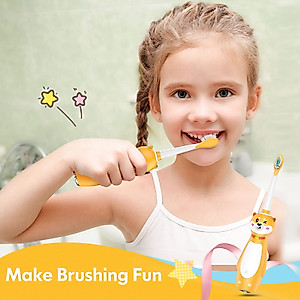 DADA-TECH Baby Electric Toothbrush Blue Ages 0-3 Years, Kids Electric Toothbrush Rechargeable Yellow Ages 3+