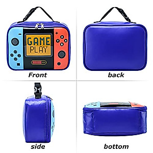 ZEGEIRI Kids Lunch Box Girls Boys Insulated Game Console Lunch Bag Back to School Reusable Leather Lunch Tote Kit-Game Play DB
