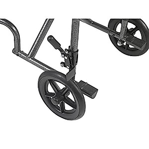 Drive Medical TR37E-SV Lightweight Folding Transport Wheelchair with Swing-Away Footrest, Silver