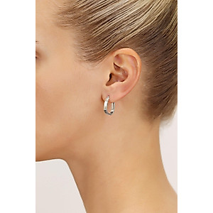 14k White Gold Small Oval Hoop Earrings, 0.7" Diameter……