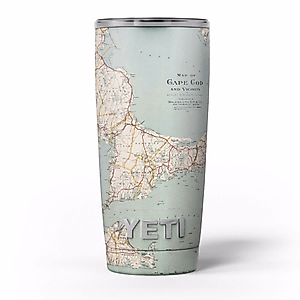 Design Skinz The Vintage Map of Cape Cod - Skin Decal Vinyl Wrap Kit Compatible with The Yeti Rambler Cooler Tumbler Cups