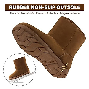 Vonair Girls Warm Winter Snow Boots for Little/Big Kids Fuzzy Faux Fur Lining Bootie Shoes with Zipper Brown 3 Big Kid