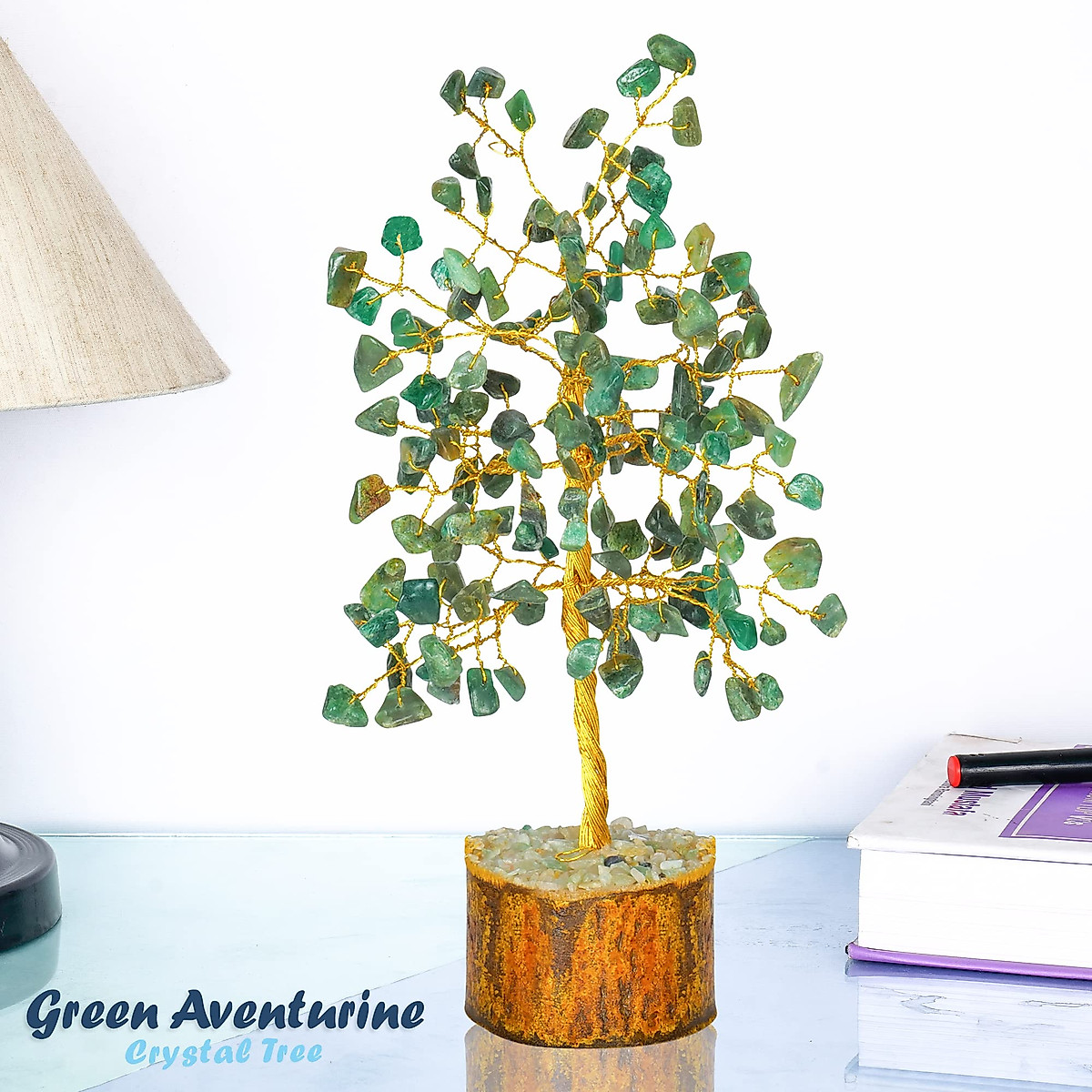 YATHABI Green Aventurine - Crystal Tree for Positive Energy - Chakra Money Tree - Green Adventurine Stone - Chakra Tree - Crystals for Luck - Crystal Bonsai Tree - Crystal Gift