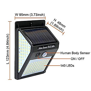 3Sided 140LED PIR Motion Sensor Sunlight Control Solar Energy Street Lamp Yard Path Home Garden Solar Power Induction Wall Light