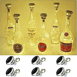 Cynzia Solar Wine Bottle Lights, 6 Pack 20LED Solar Powered Diamond Cork Lights, Waterproof Outdoor Fairy String Light for Garden, Patio, Party, Wedding, Holiday Decor (Warm White)