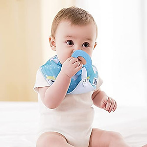 Baby Bandana Drool Bibs 6 Pack - Baby Bibs with Teething Toys/Teethers Set - Super Soft Absorbent Organic Cotton Bibs Unisex