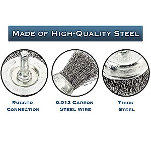 eHomeA2Z Wire Wheel Steel Brush Cup 6 Pcs for Drill 1/4 Inch Arbor (6 Pcs) Abrasive for Cleaning Stripping Rotary Metal Power Drill Paint Rust Removal, for Power Drill Attachment