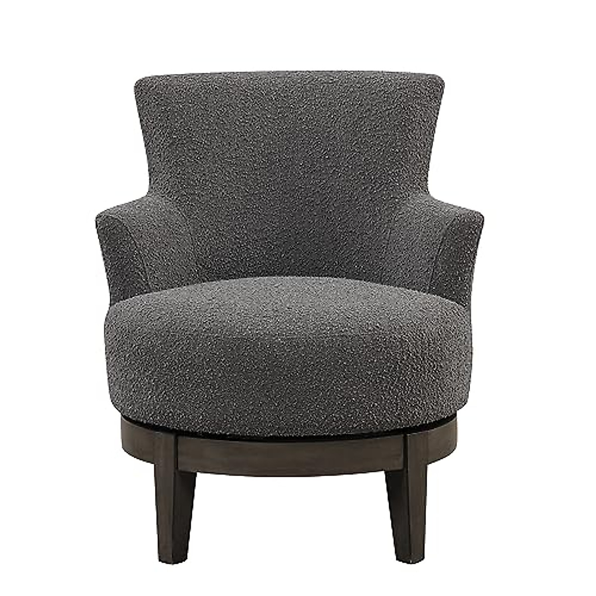 Goohome 360 Degree Swivel Wingback Accent, Comfy Upholstered Sherpa Fabric Seating Armchair with Rubberwood Legs for Living Room, Leisure Arm Chair for Lounge, Dark Grey