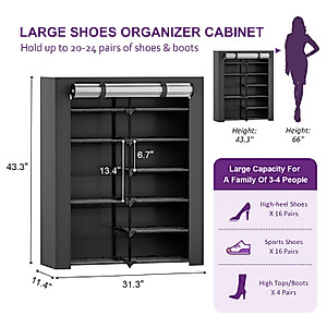 LVNIUS Covered Shoe Rack Shoes and Boot Organizer Cabinet 7-Tier 20 Pairs, Large Shoe Shelf Shoe Closet,Sturdy Closed Shoe Stand Holders for Garage Bedroom,Zapateras Organizer for Shoes