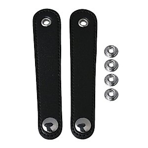 Yibuy Black Faux Leather Adjustable Accordion Bellows Straps with Buckles for Bass Accordion Pack of 2