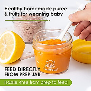 Facilfeliz 24 pack Glass Baby Food Storage Jars, 4 oz Baby Food Jars with Airtight Lids, Leakproof Reusable Small Glass Baby Food Containers for Infant & Baby, Freezer, Microwave & Dishwasher Safe