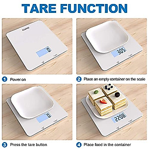 RENPHO Food Scale, Kitchen Scale for Food Ounces and Grams, Cooking and Coffee Scale with Timer Nutritional Calculator for Keto, Macro, Calorie Weight Loss with Smartphone App, White
