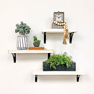 Del Hutson Designs Industrial Grace Simple Shelves, 3-Piece Set (White, 16", 20", 24")
