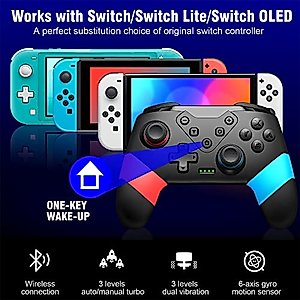 Switch Controller, Wireless Switch Pro Controller for Switch/Switch Lite/Switch OLED, Extra Switch Controller with Paddles, Programmable Switch Control Remote Gamepad with Back Buttons,Wake-up,Turbo