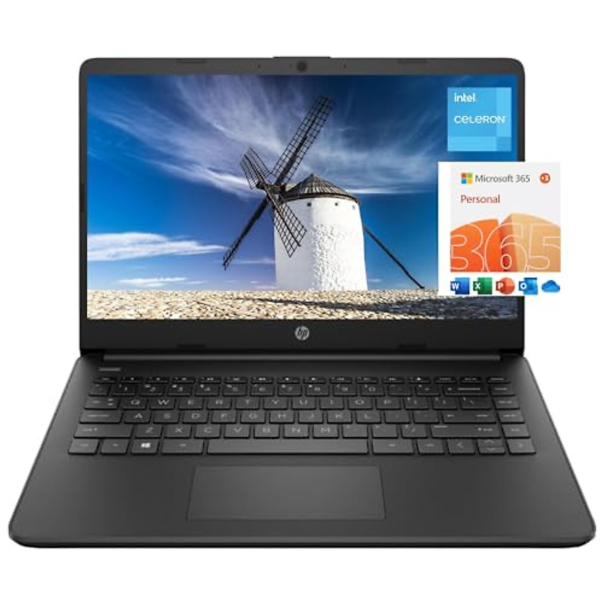HP 14" Ultra-Light Stream Laptop for Students Business - Intel Quad-Core Processor, 8GB RAM, 128GB Storage(64GB eMMC+64GB Micro SD), 1-Year Office 365, Webcam, 11H Long Battery Life, Win11 Home S