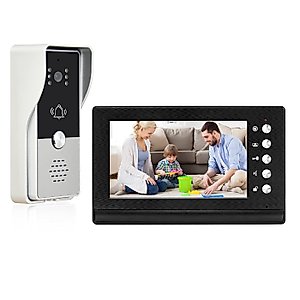 Video Doorbell Intercom System, 7" Monitor Video Door Phone Kits, Wired Video Door Entry System, IR Night Vision Door Camera, Unlock, Dual-Way Intercom Outdoor Indoor for Home Villa (Black)
