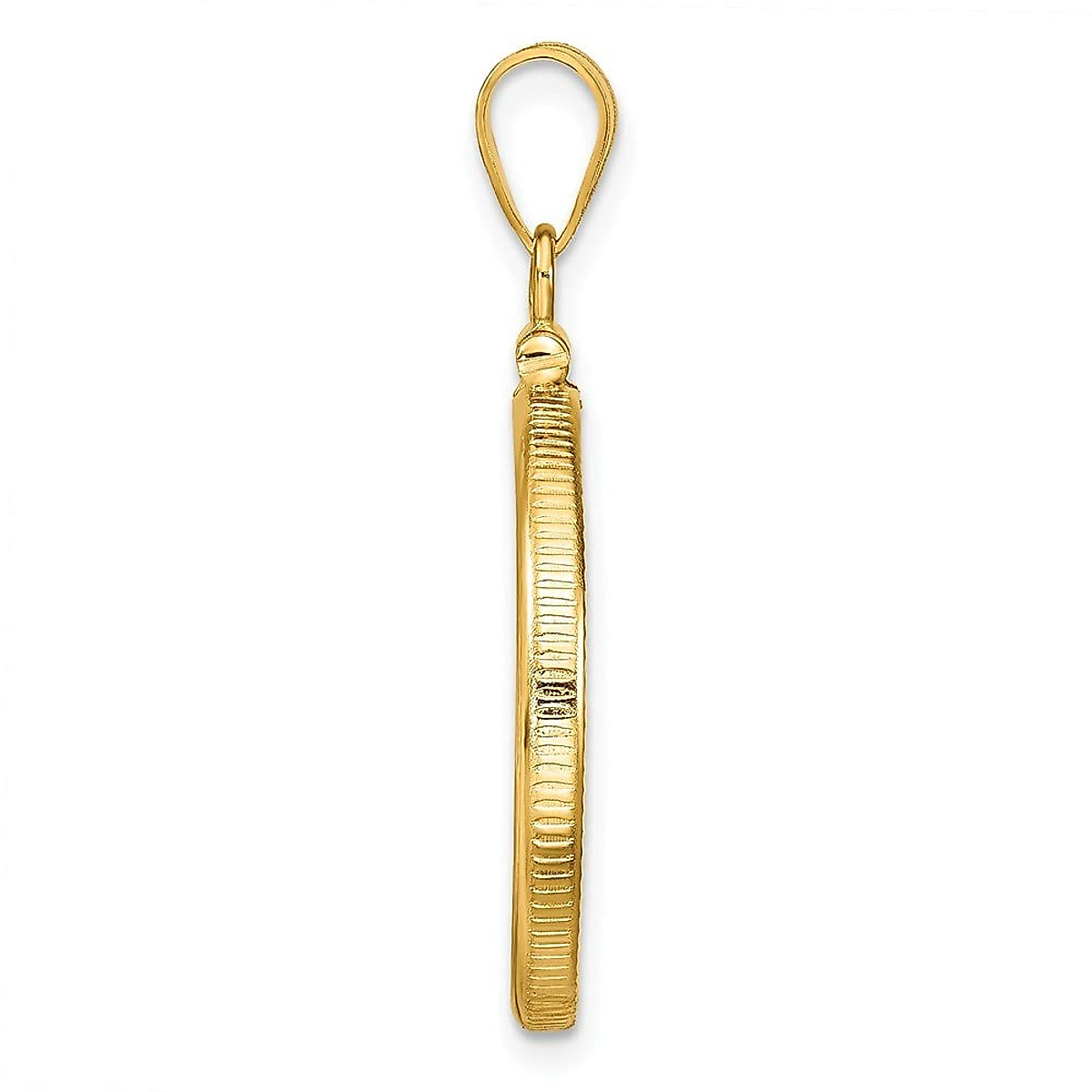 Roy Rose Jewelry Gold Coin Pendant Mounting - 22mm Coin Size - Reeded Edge Diamond-cut Bezel Design - 14K Yellow Gold - Screw Top with Bail