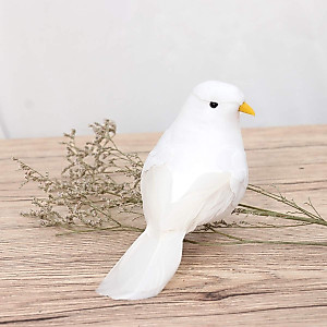 SEWACC Simulation Pigeon Ornaments Cute Foam Pigeons Artificial Feather Birds with Clips 2pcs for Decor
