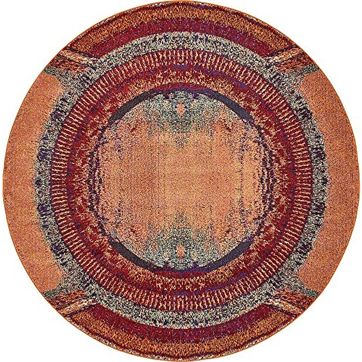 Unique Loom Estrella Collection Rustic, Distressed, Modern, Abstract Area Rug, 8 ft, Orange/Black