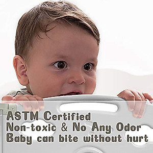 Albott Baby Playpen 22 Panel Foldable Baby playpen Folding Play Pen Kids Activity Centre Safety Play Yard Home Adjustable Shape, Portable Design for Indoor Outdoor Use (White+Grey, 22 Panel)