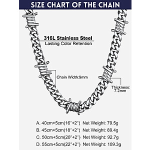 Bandmax Barbed Wire Choker Necklace for Women Men Stainless Steel Gothic Thorns Necklace Chain 16 Inches Women Chunky Punk Choker