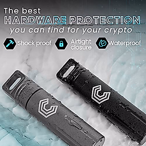 CryptoPod Ledger Nano Case - Fits Nano S/X/S Plus & Yubikey USB - Aluminum Alloy, Fire Resistant & Waterproof - Protective Cold Wallet Storage for Cryptocurrency Device Storage (Black)