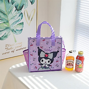 Eiodlulu Cartoon Bag Box Cute Anime Reusable Cooler Large Capacity Insulated Waterproof Tote For Picnic Work Outdoor Camping (Purple)