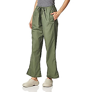 Cherokee Women's Plus Size Flare Leg Drawstring Scrub Pant, Olive, XX-Large
