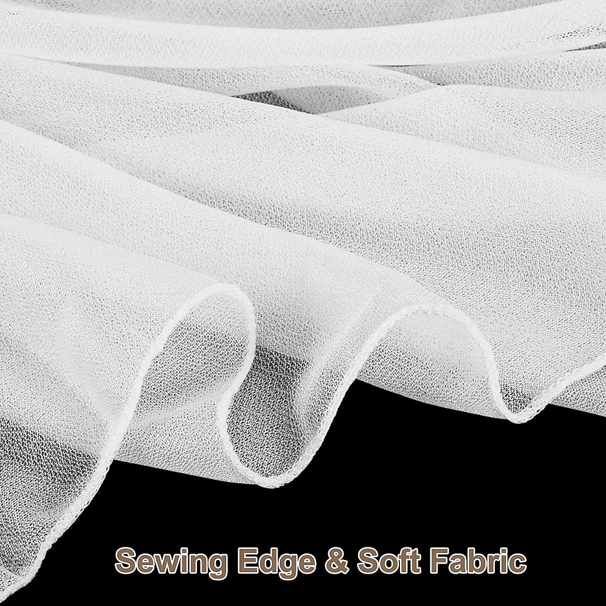 MECCANIXITY Wedding Arch Drape Fabric, 9.8ft x 4.9ft White Chiffon Fabric Drapery Backdrop Curtain Panels for Wedding Ceremony Reception Decoration Pack of 6