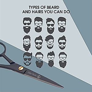 MTM PRO Professional German Beard & Mustache Scissors With Comb & Carrying Pouch - Perfect Men’s Facial Hair Grooming Kit For All Body or Facial Hair (Black)