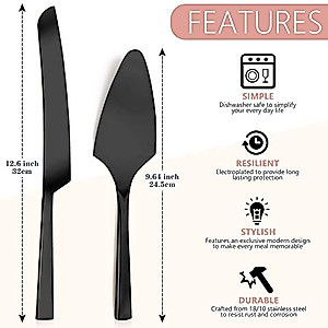 House & Cubby Cake Knife and Server Set - Black Cake Cutting Set for Anniversary, Engagement, Birthday Parties - Elegant Wedding Cake Knife & Cake Serving Set - Black Wedding Knife