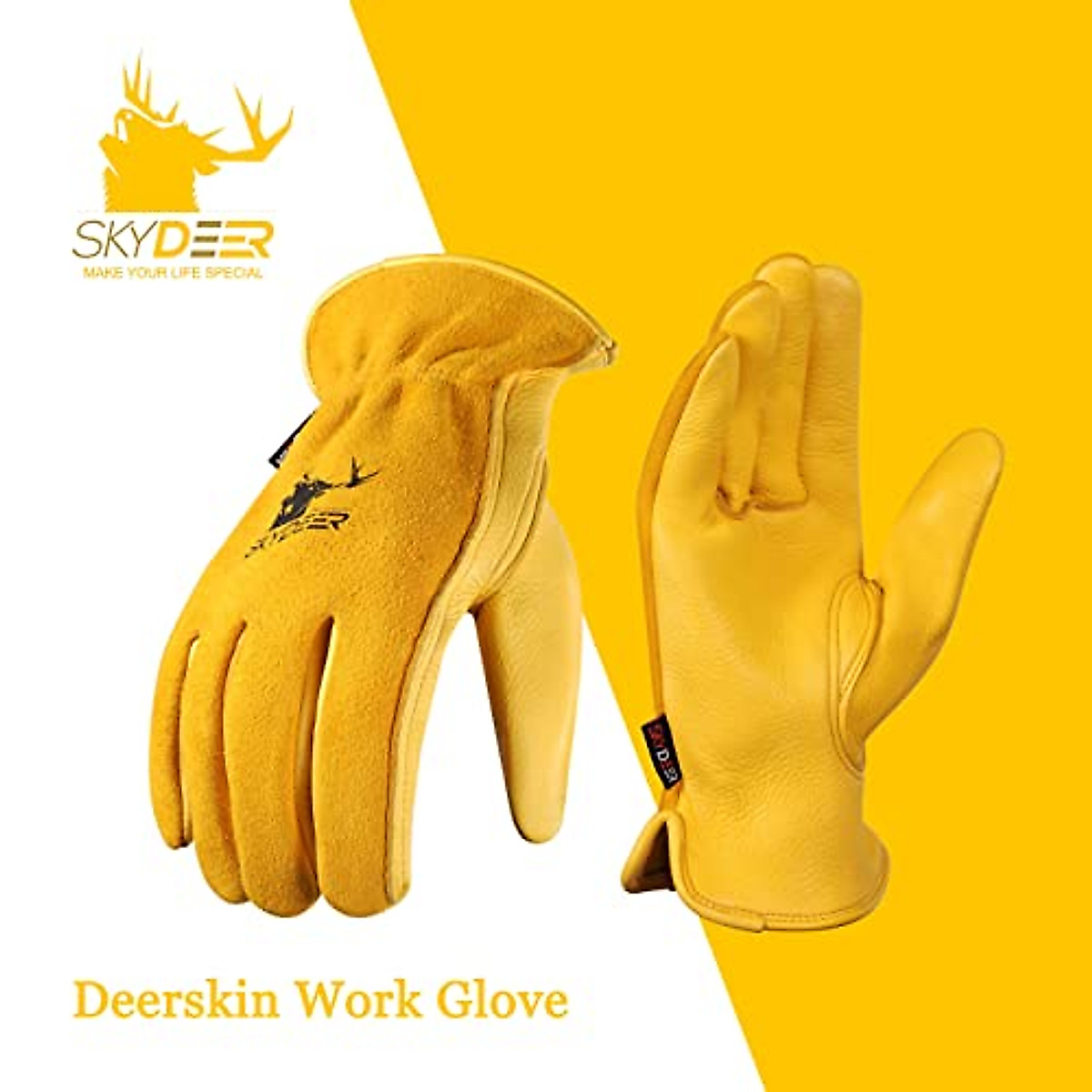 SKYDEER Full Super Soft Deerskin Leather Work Gloves (SD2212/L)