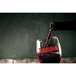 AW Fashions Hakuna Moscato It Means Drink More Wine Funny 15oz Crystal Stemless Wine Glass - Fun Wine Glasses with Sayings Idea For Women, Her, Mom on Mother's Day Or Christmas