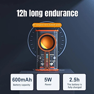 2023 Tokyo Transparent Mecha Wireless Bluetooth Speaker | Portable-Bluetooth-Speaker with LED Light, Stereo Sound, 12H Playtime | Portable Wireless Speaker for Party Beach Camping (Transparent)