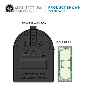 Architectural Mailboxes Admiral Aluminum Post Mount Mailbox, Compatibility Code A, ADM11BAM, Textured Black, Medium Capacity