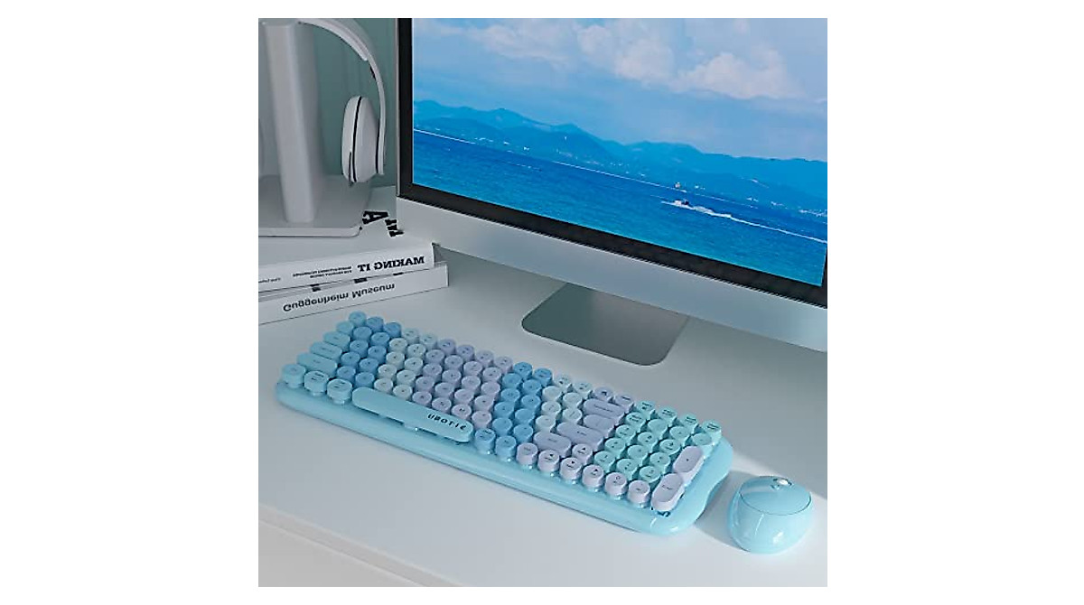 Wireless Keyboards and Mouse Combos, UBOTIE Colorful Gradient Rainbow ...