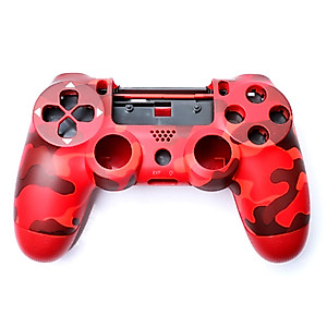 HUAYUWA Plastic Game Controller Housing Cover with Buttons Replacement Set Fit for Playstation 4 Slim 4.0 JDM-040 (V1 Version), Camouflage Red