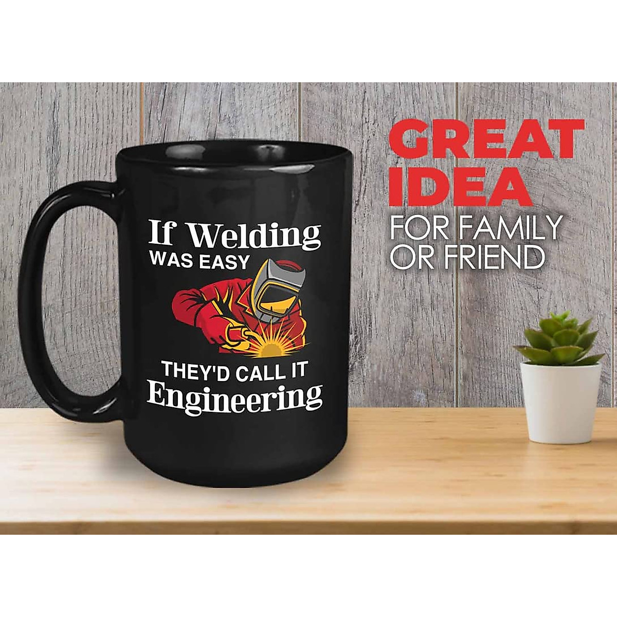 Bubble Hugs Welder Coffee Mug 15oz Black - If Welding Was Easy - Welding Metal Worker Mechanic Engineer Gifts for Men Husband Dad