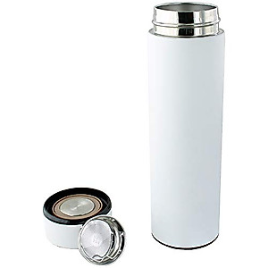 Cancer Gift, Breast Cancer Survivor Gifts for Women 16oz Bottle With Tea Strainer, Insulated Stainless Steel, Coffee Mug, White, Cancer Awareness, Cancer Survivor, Bloomly