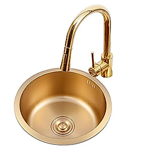 Recessed Single Bowl Kitchen Sink Round Corner Single Bowl Floor Mounted Kitchen Sink Stainless Steel Dining Room Sink