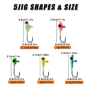 CWSDXM Glow Ice Fishing Jigs Winter ice Fishing Lures Ice Fishing Gear for Ice Jigging Panfish, Pike, Walleye, Perch and Crappies 25pcs…