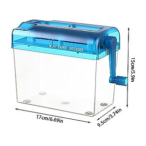 Manual Paper Shredder Mini Hand Shredder Portable，Paper Shredder for Office Home， Mini Portable Paper Shredder Documents Paper Cutting Tool (Blue)