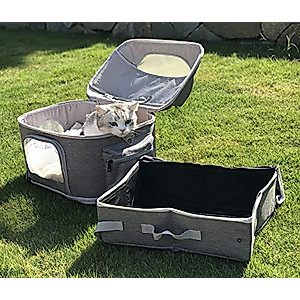 Portable Cat Travel Litter Box with Lid, Collapsible Car Cat Litter Box Waterproof and Easy to Clean