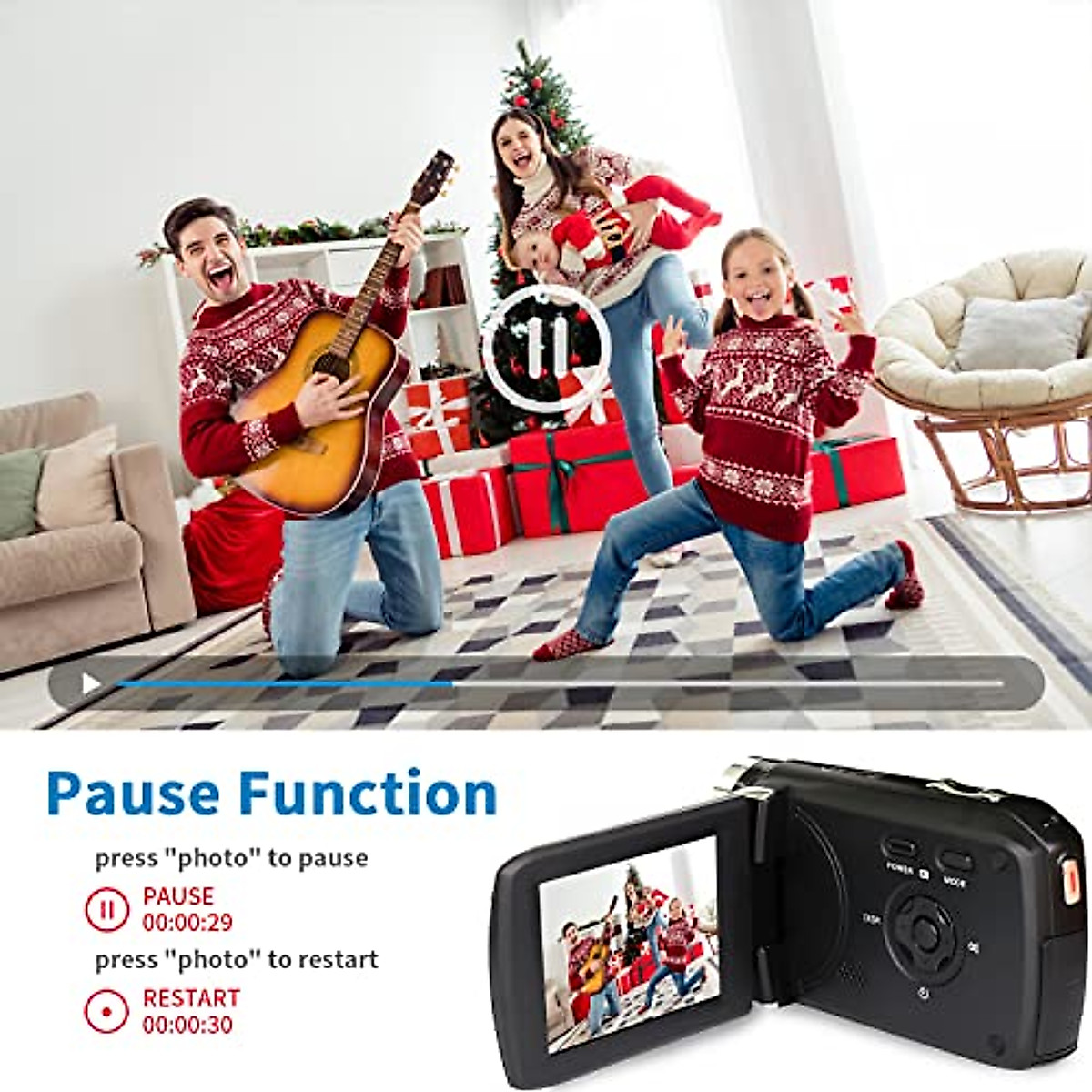 Video Camera Camcorder, Digital Video Camera for Kids, 1080P 36MP Vlogging Camera for YouTube, 2.8 inch Flip Screen Recording Camera, Up to 128G SD Card(Not Included)