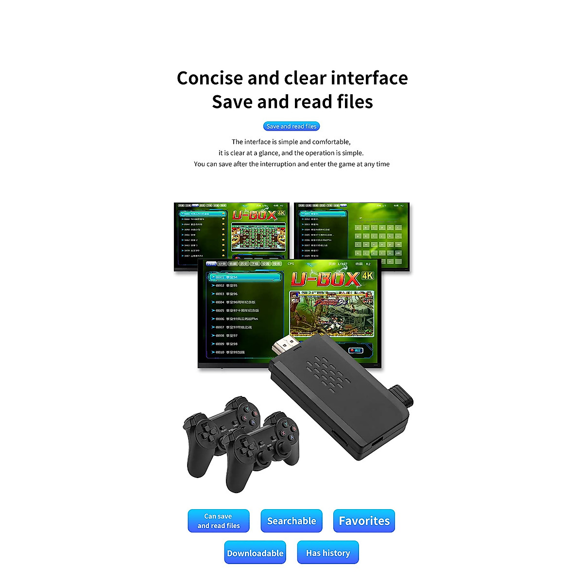 NUBSUP UB-66 Video Game Console 4K HDMI-Compatible Game Stick Built in 3500 Retro Game TV Console Support for P1/FC/GBA