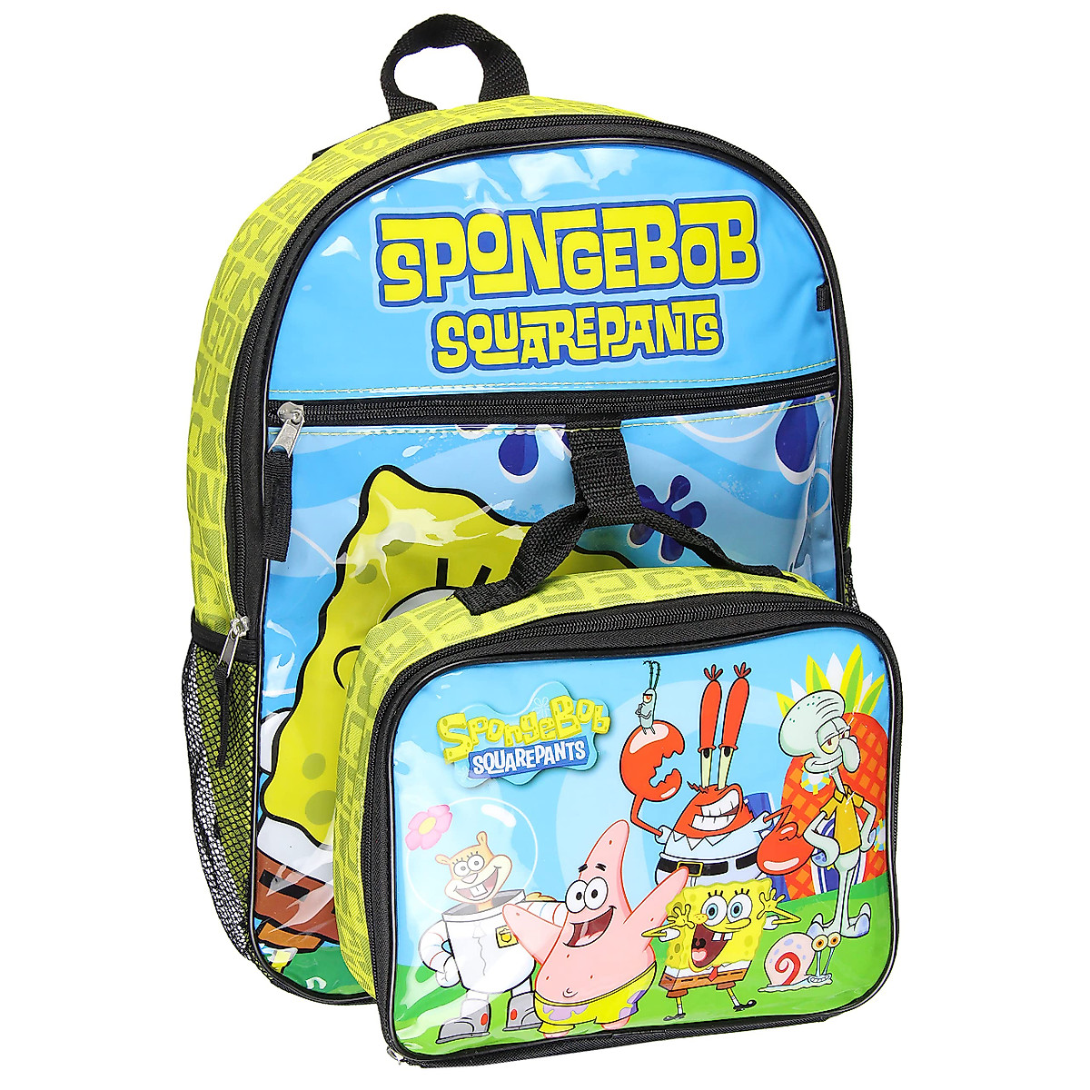Nickelodeon SpongeBob SquarePants Characters Squidward Patrick Mr. Krabs Sandy Plankton Gary 5 PC Backpack Lunchbox Icepack Water Bottle