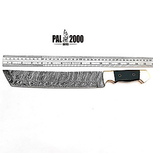 PAL 2000 KNIVES KNI-9470 Custom Handmade Damascus Steel Hunting Knife With Leather Sheath